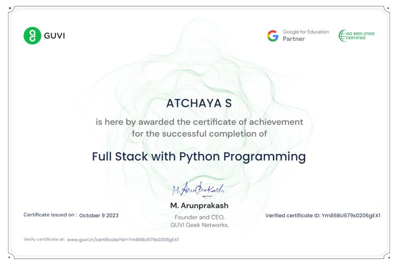 Atchaya S on LinkedIn: #fullstack #pythonprogramming #guvi #webdevelopment Atchaya S on LinkedIn: #fullstack #pythonprogramming #guvi #webdevelopment