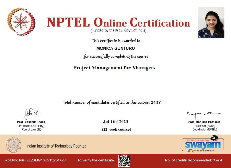 Monica Gunturu on LinkedIn: #nptel #projectmanagement Monica Gunturu on LinkedIn: #nptel #projectmanagement