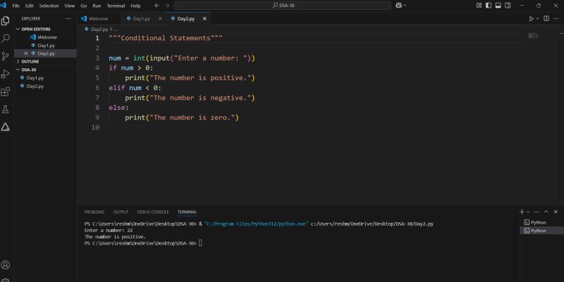 🚀 Day 2 of 30 Days of DSA Using Python: Mastering Conditional ... 🚀 Day 2 of 30 Days of DSA Using Python: Mastering Conditional ...