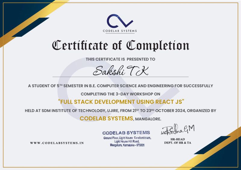 SAKSHI T K on LinkedIn: #fullstackdevelopment #reactjs #codelabsystems ... SAKSHI T K on LinkedIn: #fullstackdevelopment #reactjs #codelabsystems ...
