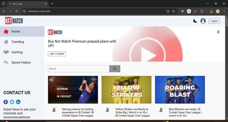 Finally Completed the React.js Assignment. Nxt Watch visit… | Yogesh Allu Finally Completed the React.js Assignment. Nxt Watch visit… | Yogesh Allu