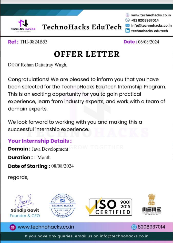 Rohan Wagh on LinkedIn: #internship #technohacksedutech # ... Rohan Wagh on LinkedIn: #internship #technohacksedutech # ...