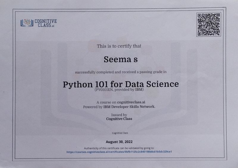 Seema S on LinkedIn: #python #datascience #ibm #continuouslearning # ... Seema S on LinkedIn: #python #datascience #ibm #continuouslearning # ...