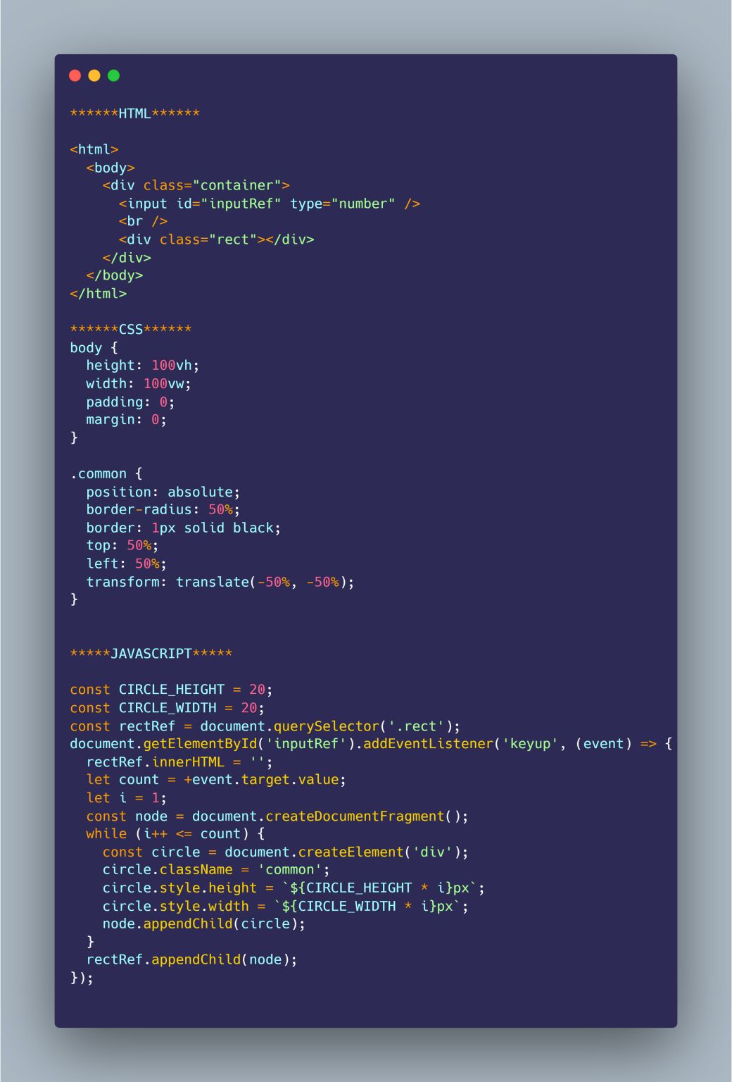 My vanilla JavaScript solution for a post by Sai Krishna Nangunuri ... My vanilla JavaScript solution for a post by Sai Krishna Nangunuri ...