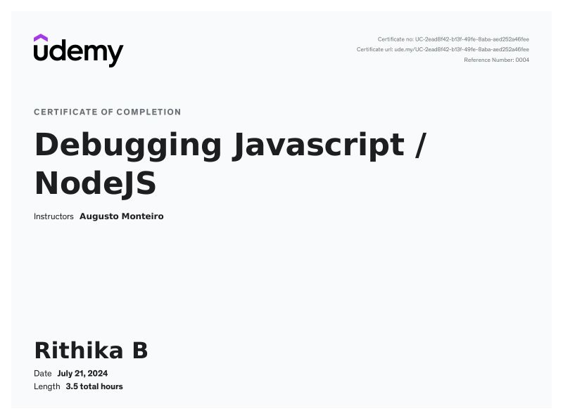 Rithika Balamurugan on LinkedIn: #javascript #nodejs #debugging #udemy ... Rithika Balamurugan on LinkedIn: #javascript #nodejs #debugging #udemy ...