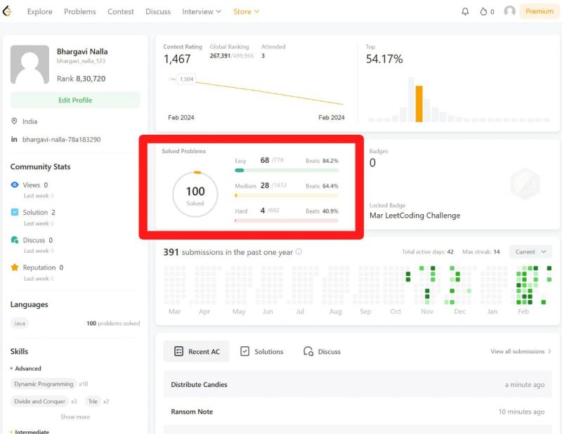 Bhargavi Nalla on LinkedIn: #leetcode #100codescompleted Bhargavi Nalla on LinkedIn: #leetcode #100codescompleted