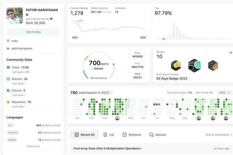 PATHRI NARAYANAN N on LinkedIn: #leetcode #consistency #milestone # ... PATHRI NARAYANAN N on LinkedIn: #leetcode #consistency #milestone # ...