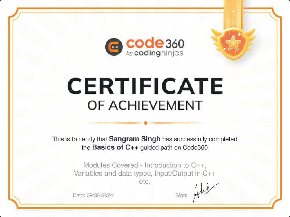 Sangram singh on LinkedIn: #codingninjas #cplusplus #python # ... Sangram singh on LinkedIn: #codingninjas #cplusplus #python # ...