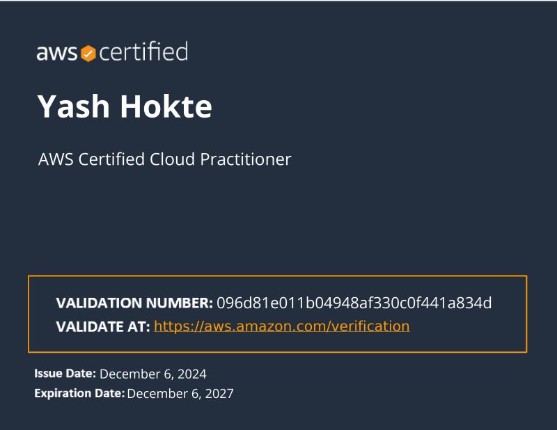 Yash Hokte on LinkedIn: #awscertified #cloudpractitioner # ... Yash Hokte on LinkedIn: #awscertified #cloudpractitioner # ...