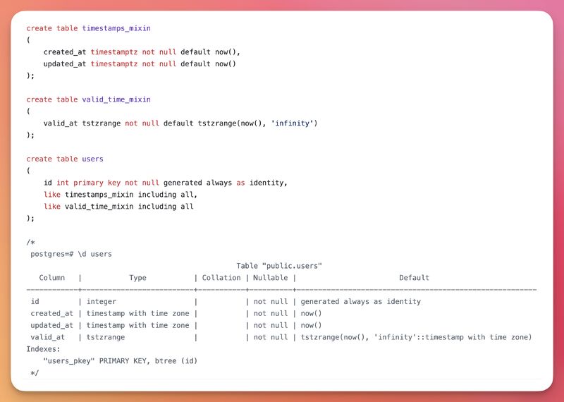 Yurii Rashkovskii on LinkedIn: Did you know you can go DRY in Postgres ... Yurii Rashkovskii on LinkedIn: Did you know you can go DRY in Postgres ...