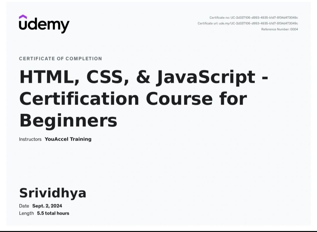 Srividhya Chinthala on LinkedIn: #udemy #html #css #javascript Srividhya Chinthala on LinkedIn: #udemy #html #css #javascript
