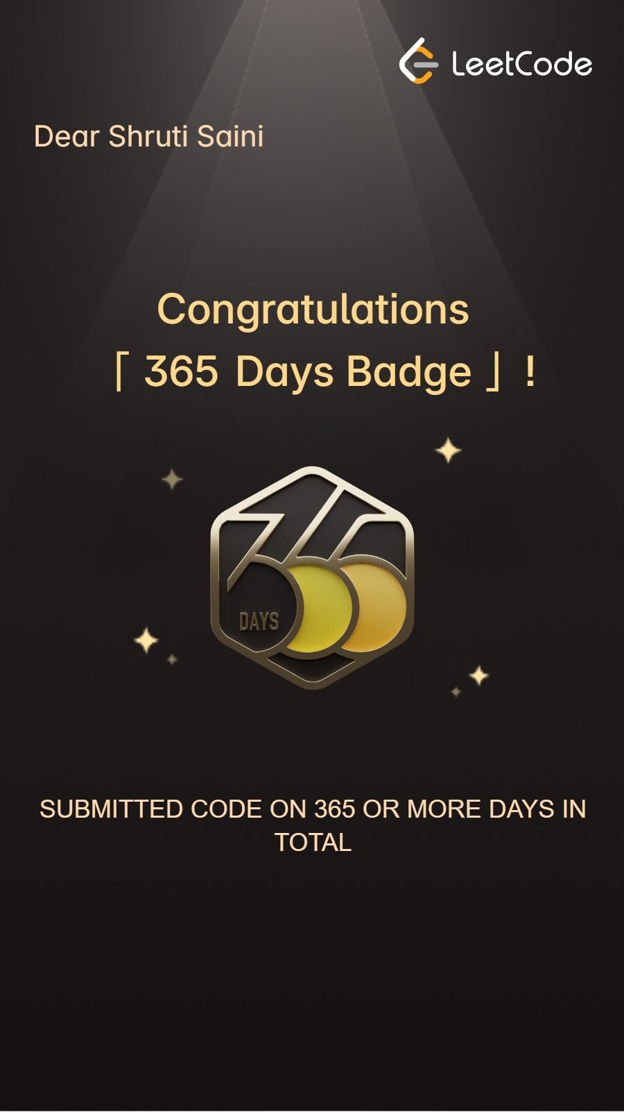 💯🎯 365 Days of LeetCode! 🎯💯 What a journey it has been! A full year of ... 💯🎯 365 Days of LeetCode! 🎯💯 What a journey it has been! A full year of ...