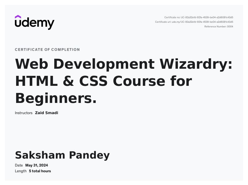 Completed HTML and CSS course on Udemy | Saksham Pandey posted on the ... Completed HTML and CSS course on Udemy | Saksham Pandey posted on the ...