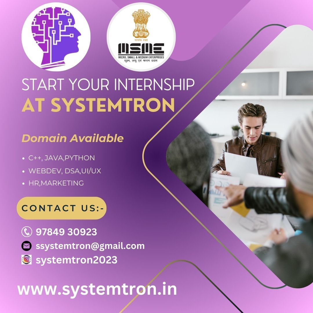 SystemTron on LinkedIn: #internship #systemtron #internship2024 SystemTron on LinkedIn: #internship #systemtron #internship2024