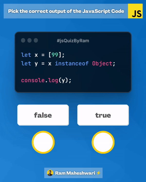 Ram Maheshwari ♾️ on LinkedIn: #jsquizbyram #html #css #javascript ... Ram Maheshwari ♾️ on LinkedIn: #jsquizbyram #html #css #javascript ...