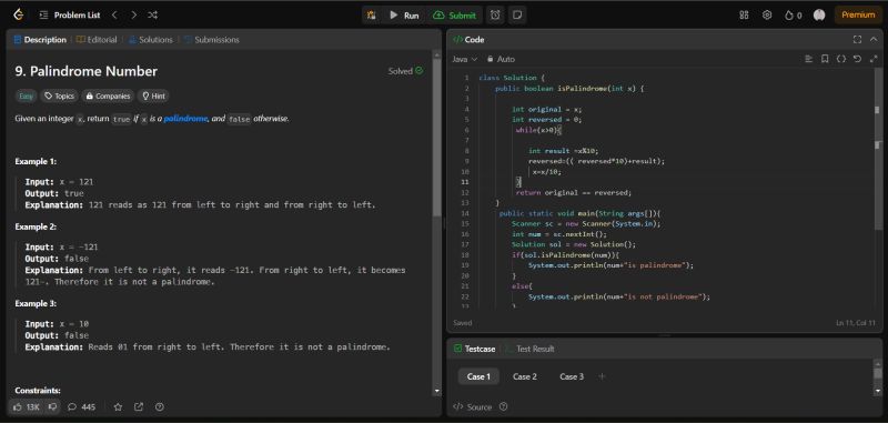 RUSHIKESH WAKDE on LinkedIn: Day 05: Palindrome Number - DSA Problem ... RUSHIKESH WAKDE on LinkedIn: Day 05: Palindrome Number - DSA Problem ...