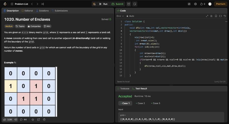 Day 94 of #100DaysOfCode Challenge: Numbber of Enclaves | Goutham ... Day 94 of #100DaysOfCode Challenge: Numbber of Enclaves | Goutham ...