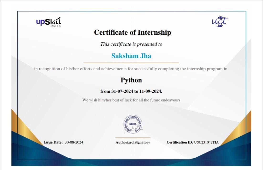 SAKSHAM JHA on LinkedIn: #python #internship #softwaredevelopment # ... SAKSHAM JHA on LinkedIn: #python #internship #softwaredevelopment # ...