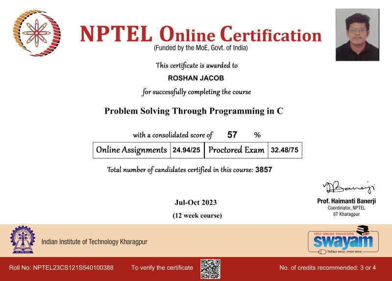 Roshan Jacob on LinkedIn: #nptel #iitkharagpur #cprogramming # ... Roshan Jacob on LinkedIn: #nptel #iitkharagpur #cprogramming # ...