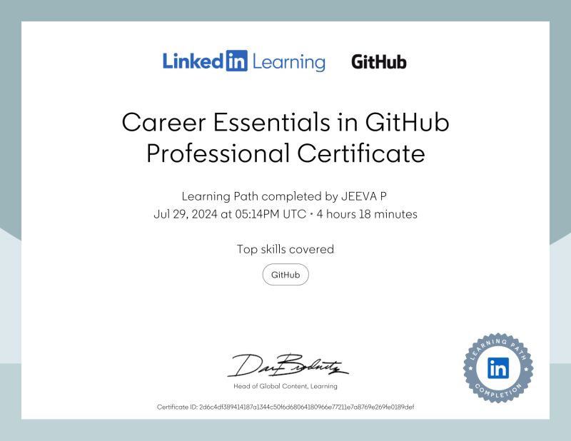 JEEVA P on LinkedIn: Certificate of Completion JEEVA P on LinkedIn: Certificate of Completion
