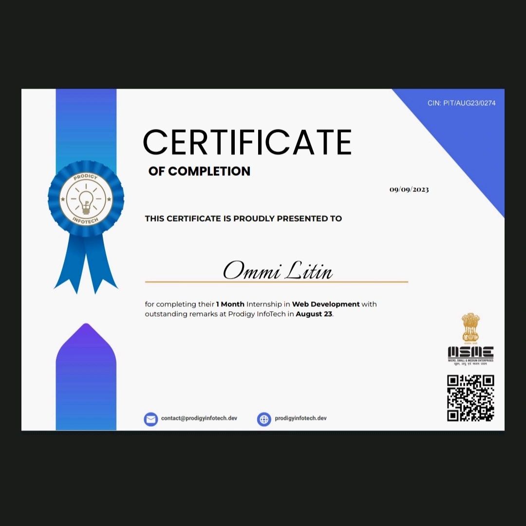 Litin Ommi on LinkedIn: #prodigy #prodigy #webdevelopment #intern Litin Ommi on LinkedIn: #prodigy #prodigy #webdevelopment #intern