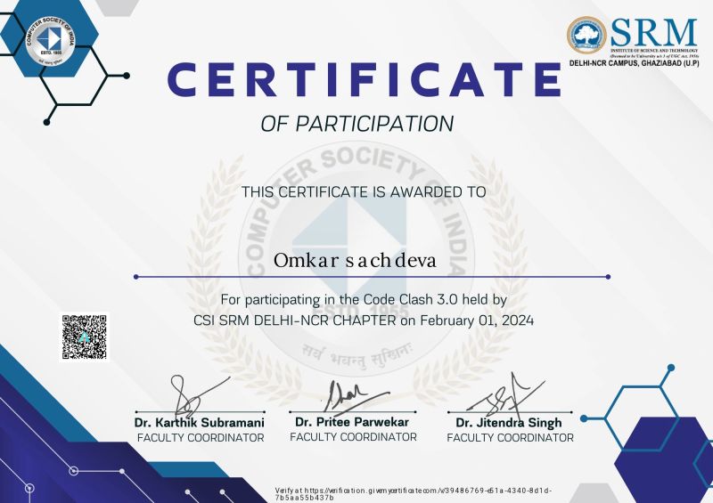 Omkar Sachdeva on LinkedIn: #codeclash3 #csisrmdelhincr #codingchallenge Omkar Sachdeva on LinkedIn: #codeclash3 #csisrmdelhincr #codingchallenge