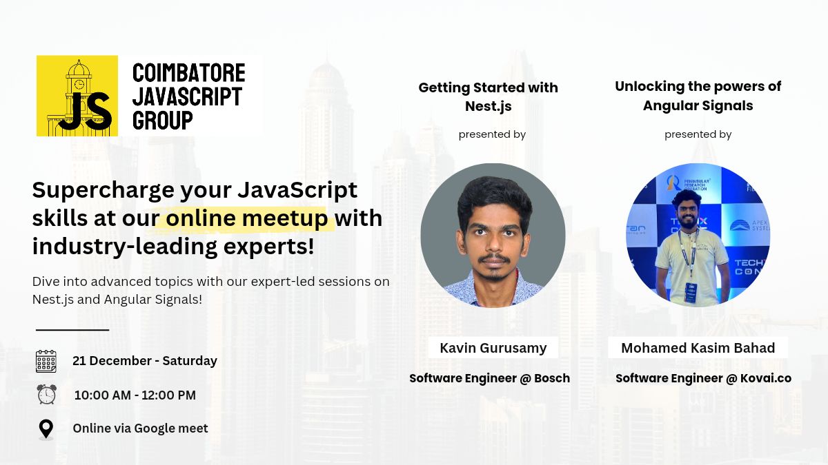 Coimbatore JavaScript Group on LinkedIn: #js #coimbatore #meetup #jsmeetup Coimbatore JavaScript Group on LinkedIn: #js #coimbatore #meetup #jsmeetup