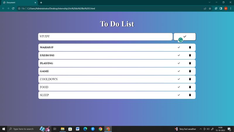I have built a To do list using html, css and javascript. -This website ... I have built a To do list using html, css and javascript. -This website ...