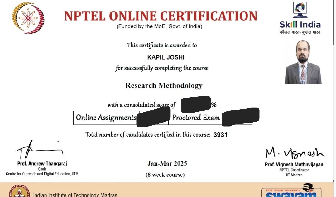 NPTEL Certificate-2025 | Dr. Kapil Joshi NPTEL Certificate-2025 | Dr. Kapil Joshi
