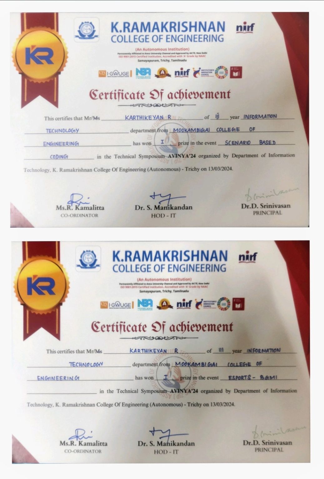 KARTHIKEYAN R on LinkedIn: I won FIRST PLACE 🏆 in SCENARIO BASED CODING ... KARTHIKEYAN R on LinkedIn: I won FIRST PLACE 🏆 in SCENARIO BASED CODING ...
