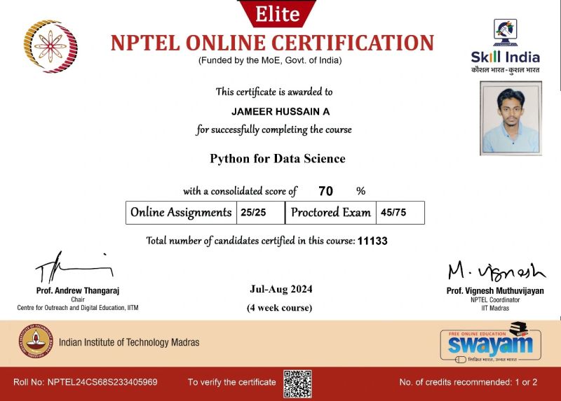 Jameer Hussain on LinkedIn: #python #datascience #nptel #learning # ... Jameer Hussain on LinkedIn: #python #datascience #nptel #learning # ...
