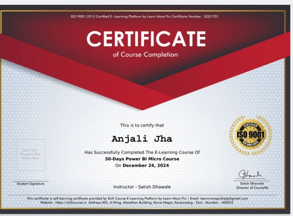 Anjali Jha on LinkedIn: #course #dataanalyst #internship #complete Anjali Jha on LinkedIn: #course #dataanalyst #internship #complete