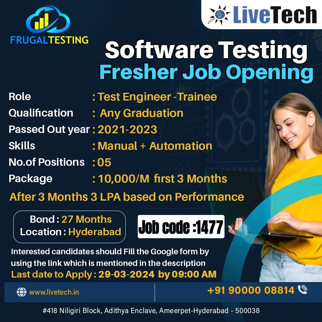 LiveTech QA on LinkedIn: Fresher Job Opening Please click open the ... LiveTech QA on LinkedIn: Fresher Job Opening Please click open the ...