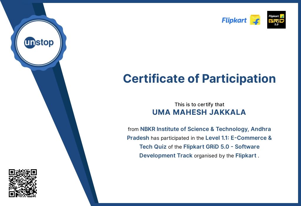 UMA MAHESH JAKKALA on LinkedIn: 🚀 Leveled up with a Participation ... UMA MAHESH JAKKALA on LinkedIn: 🚀 Leveled up with a Participation ...