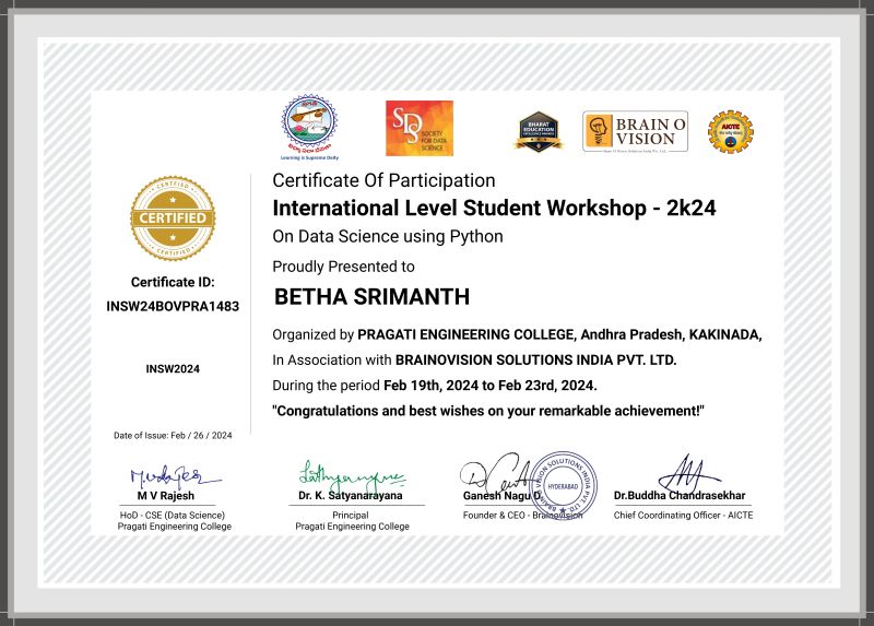 Betha Srimanth on LinkedIn: #datascience #pythonprogramming # ... Betha Srimanth on LinkedIn: #datascience #pythonprogramming # ...