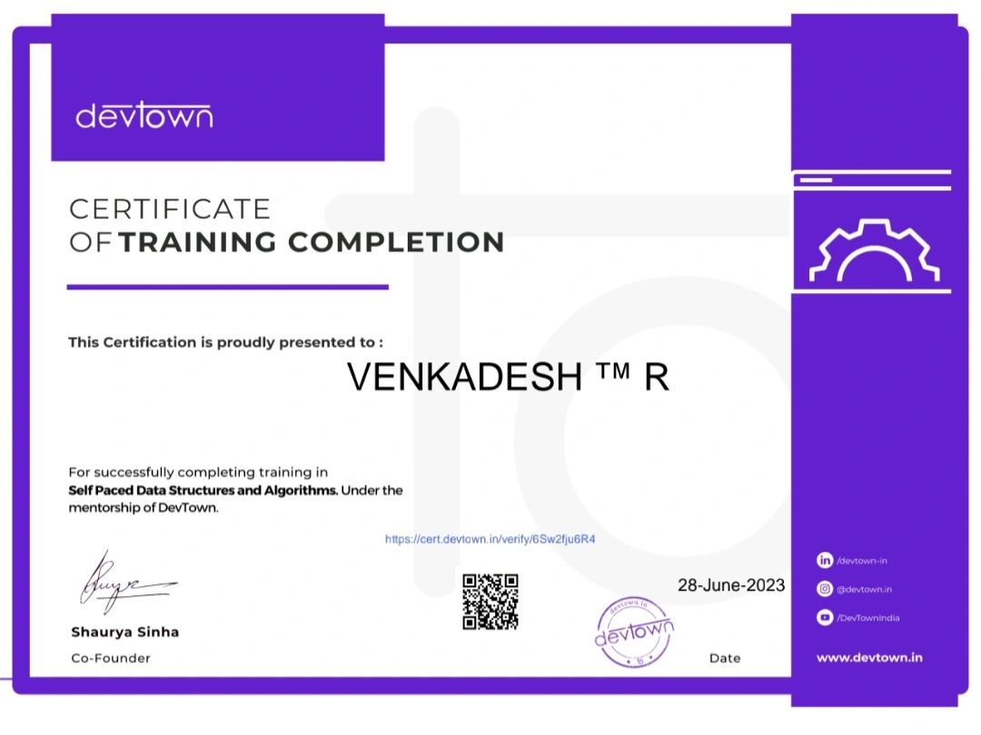 Venkadesh .R on LinkedIn: certificate of training completion in Venkadesh .R on LinkedIn: certificate of training completion in