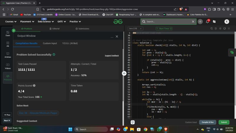 #160daysofcode #codingjourney #dsa #geeksforgeeks #binarysearch #java ... #160daysofcode #codingjourney #dsa #geeksforgeeks #binarysearch #java ...