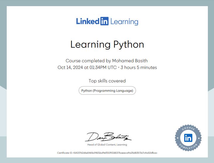 Mohamed Basith on LinkedIn: #python #programming #continuouslearning # ... Mohamed Basith on LinkedIn: #python #programming #continuouslearning # ...