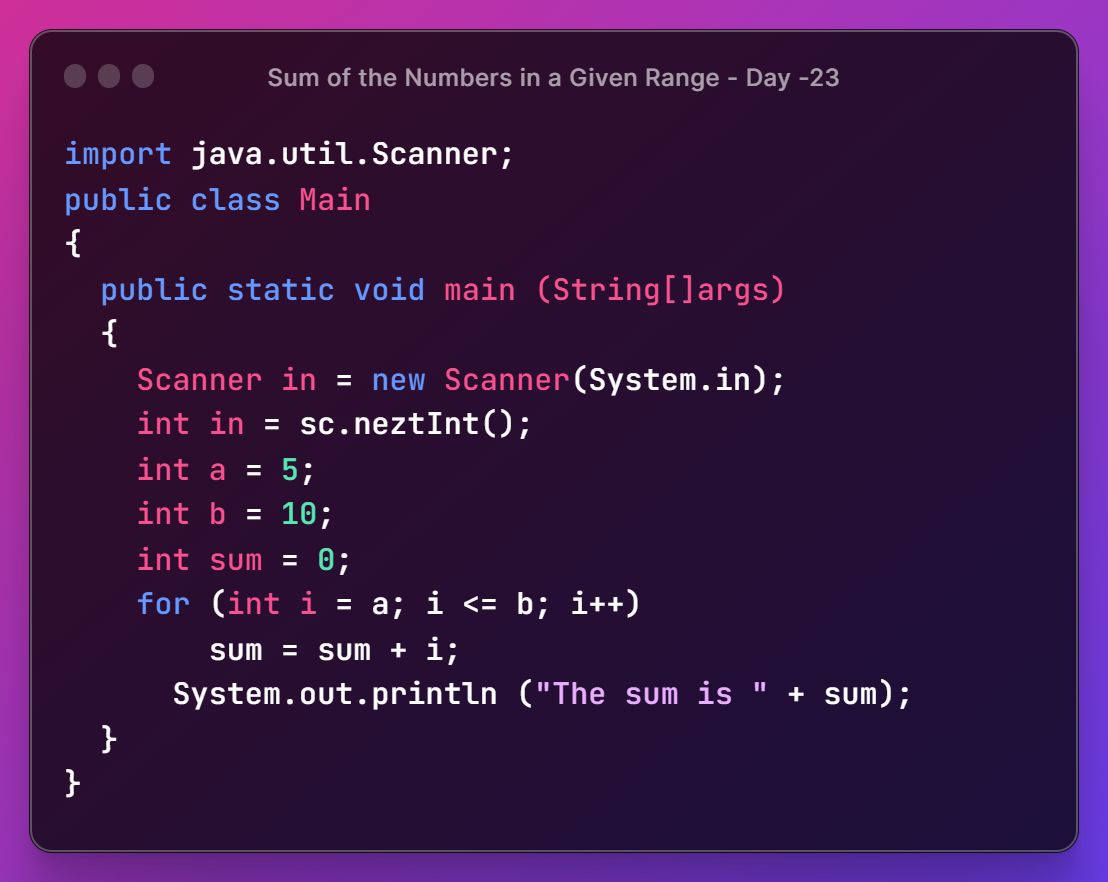 Sugesh R on LinkedIn: #day23 #100daysofcode #coding #java Sugesh R on LinkedIn: #day23 #100daysofcode #coding #java