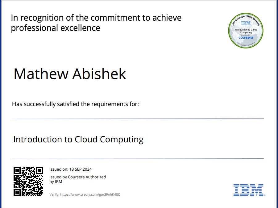 Mathew Abishek on LinkedIn: #cloudcomputing #ibm #coursera # ... Mathew Abishek on LinkedIn: #cloudcomputing #ibm #coursera # ...