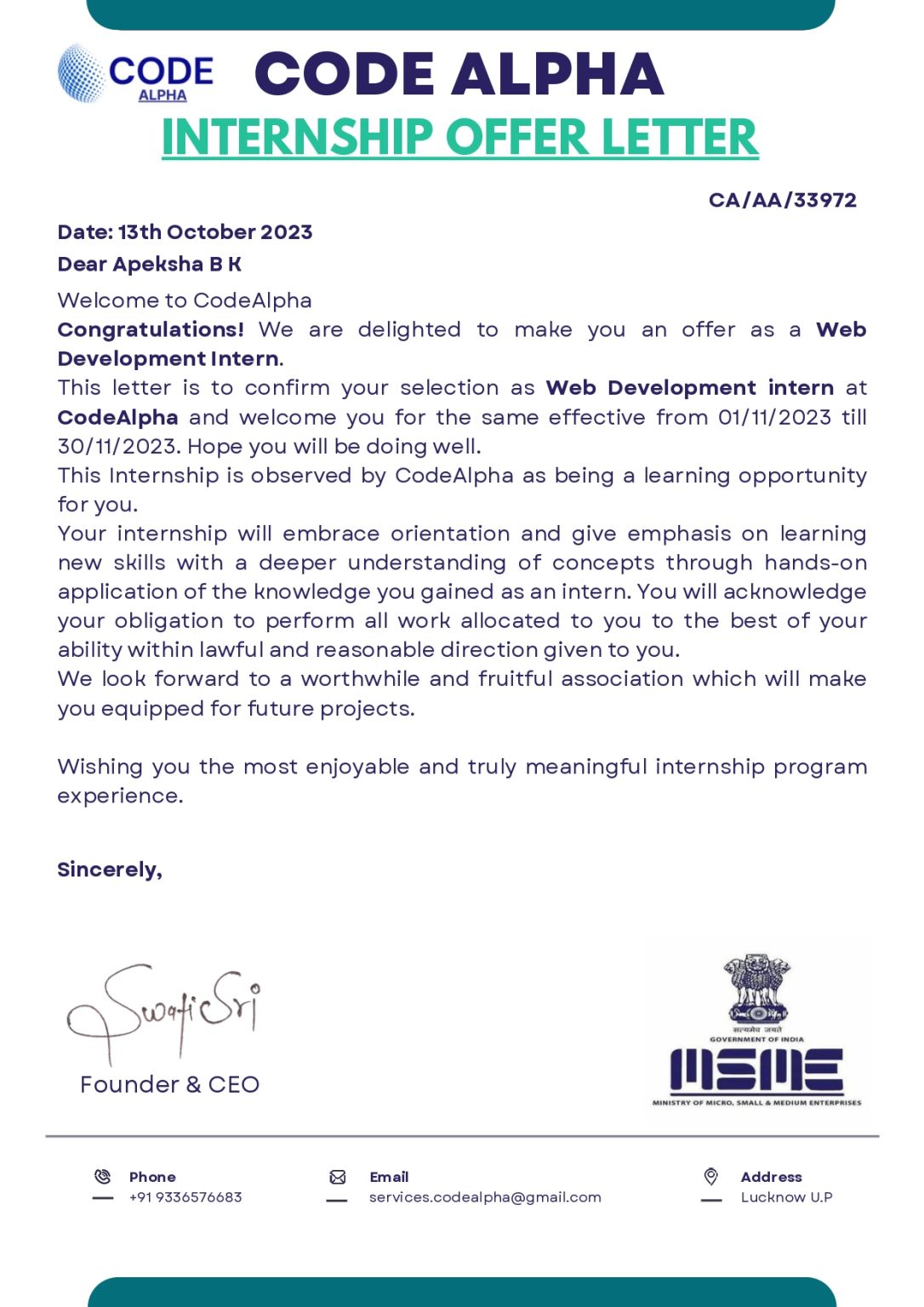 Apeksha B K on LinkedIn: #internship #careerdevelopment #codealpha Apeksha B K on LinkedIn: #internship #careerdevelopment #codealpha