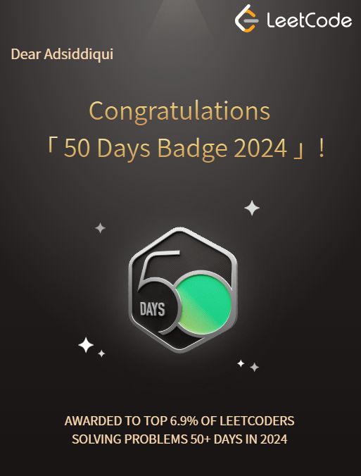 #leetcode #coding #programming #achievement #50days #problemsolving ... #leetcode #coding #programming #achievement #50days #problemsolving ...