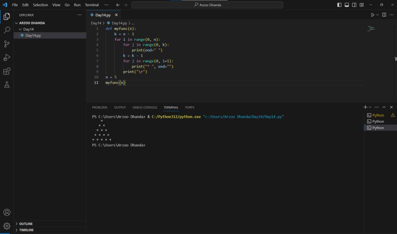 Arzoo Dhanda on LinkedIn: #invertedtrianglechallenge #pythonartistry ... Arzoo Dhanda on LinkedIn: #invertedtrianglechallenge #pythonartistry ...