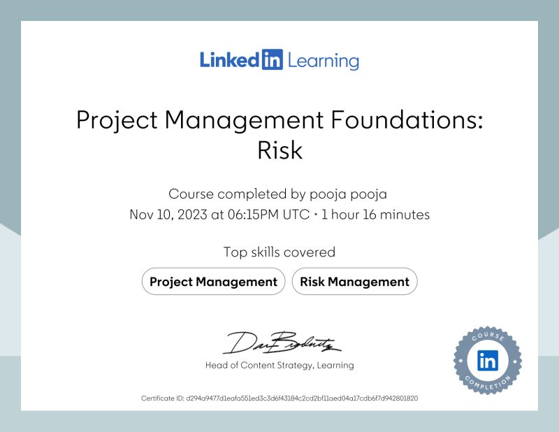 pooja pooja on LinkedIn: Certificate of Completion pooja pooja on LinkedIn: Certificate of Completion