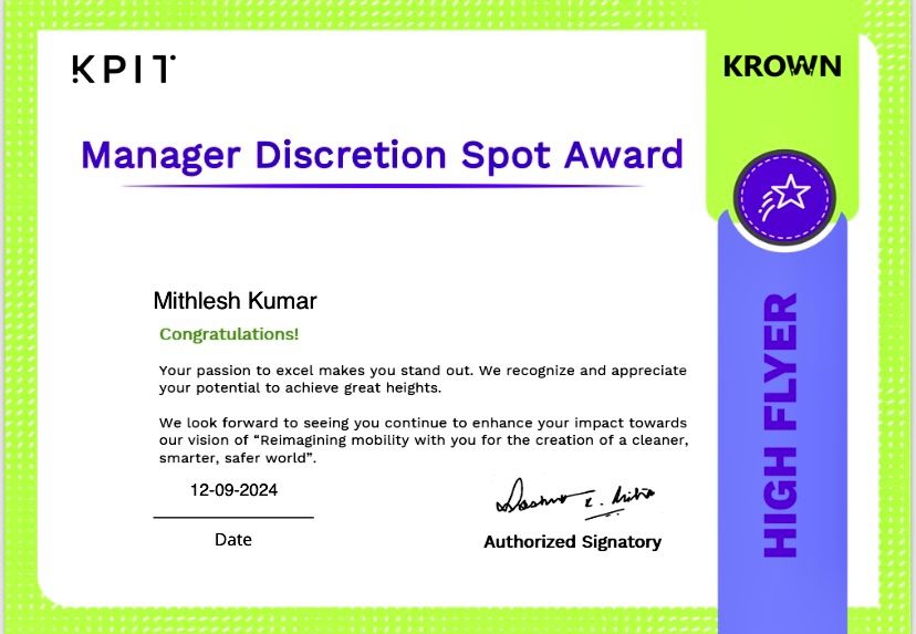 Mithlesh Kumar on LinkedIn: #kpit Mithlesh Kumar on LinkedIn: #kpit