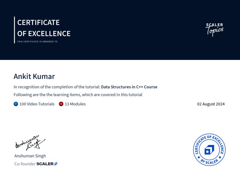 Ankit Kumar on LinkedIn: #scaler #datastructures #cpp Ankit Kumar on LinkedIn: #scaler #datastructures #cpp