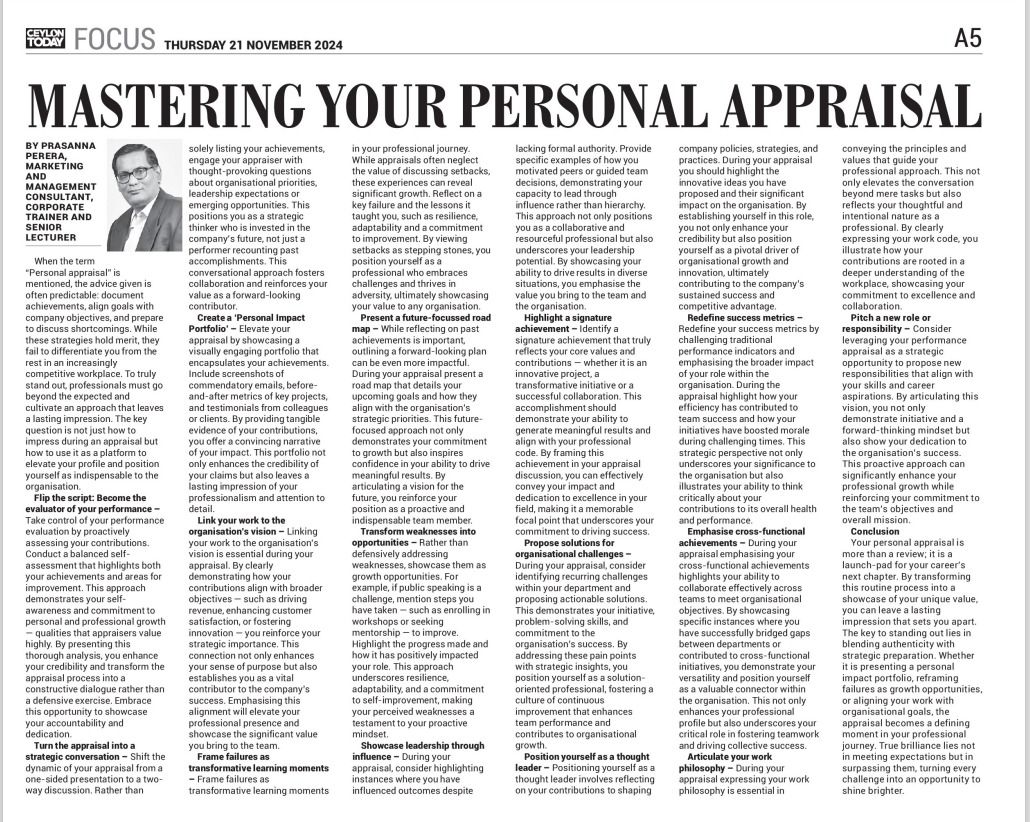Prasanna Perera on LinkedIn: MASTERING YOUR PERSONAL APPRAISAL Prasanna Perera on LinkedIn: MASTERING YOUR PERSONAL APPRAISAL