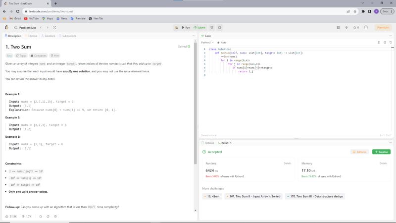 KANNAPRAKASH R on LinkedIn: #leetcode #day1 #codingchallenge KANNAPRAKASH R on LinkedIn: #leetcode #day1 #codingchallenge