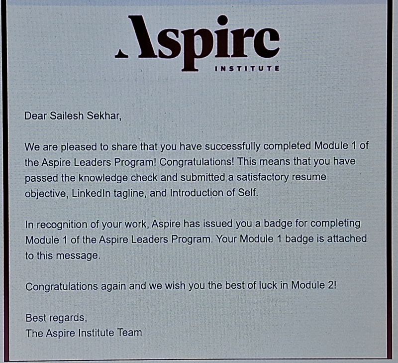 Sailesh sekhar Sahoo on LinkedIn: module 1 successfully completed of ... Sailesh sekhar Sahoo on LinkedIn: module 1 successfully completed of ...