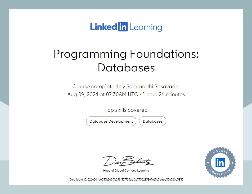 Samruddhi Sasavade on LinkedIn: I am happy to say that I completed ... Samruddhi Sasavade on LinkedIn: I am happy to say that I completed ...